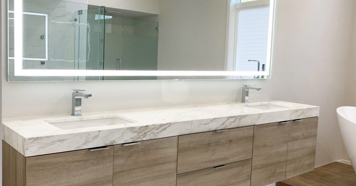 Custom Bathroom Vanity With Calacatta Gold Marble