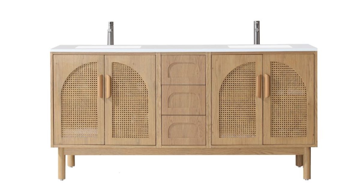 Nara 72 inch Pecan Oak Freestanding Bathroom Vanity - Anve Kitchen And Bath