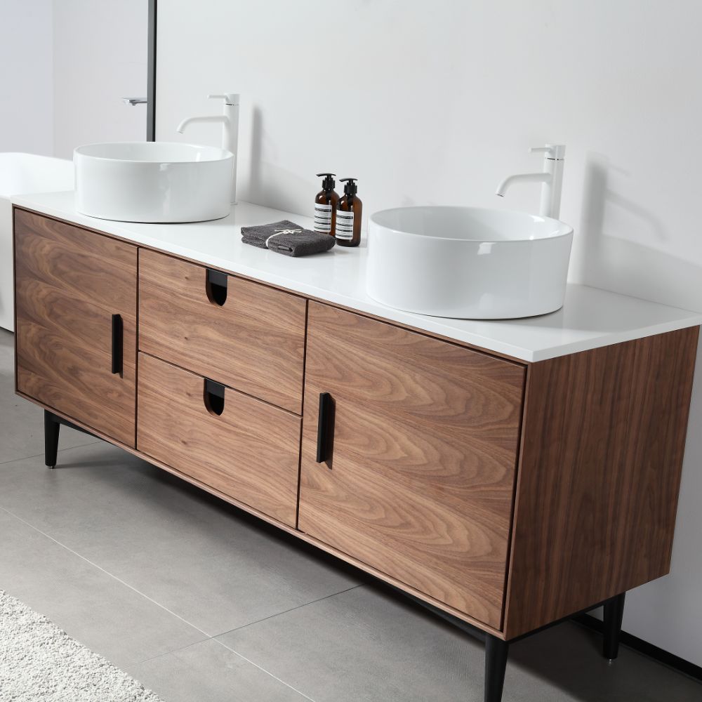 Portree 72 inch Double Bathroom Vanity With Vessel Sinks