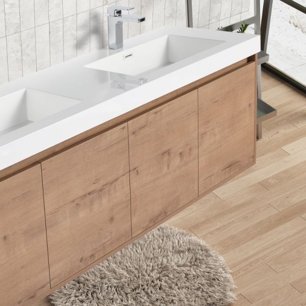 Bern 60″ Double Bathroom Vanity in Classic Oak