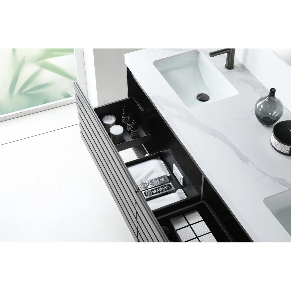 Matera 72 Inch Wall Mount Double Bathroom Vanity With Top