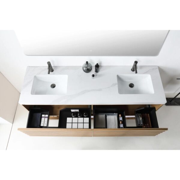 Matera 72 Inch Wall Mount Double Bathroom Vanity With Top
