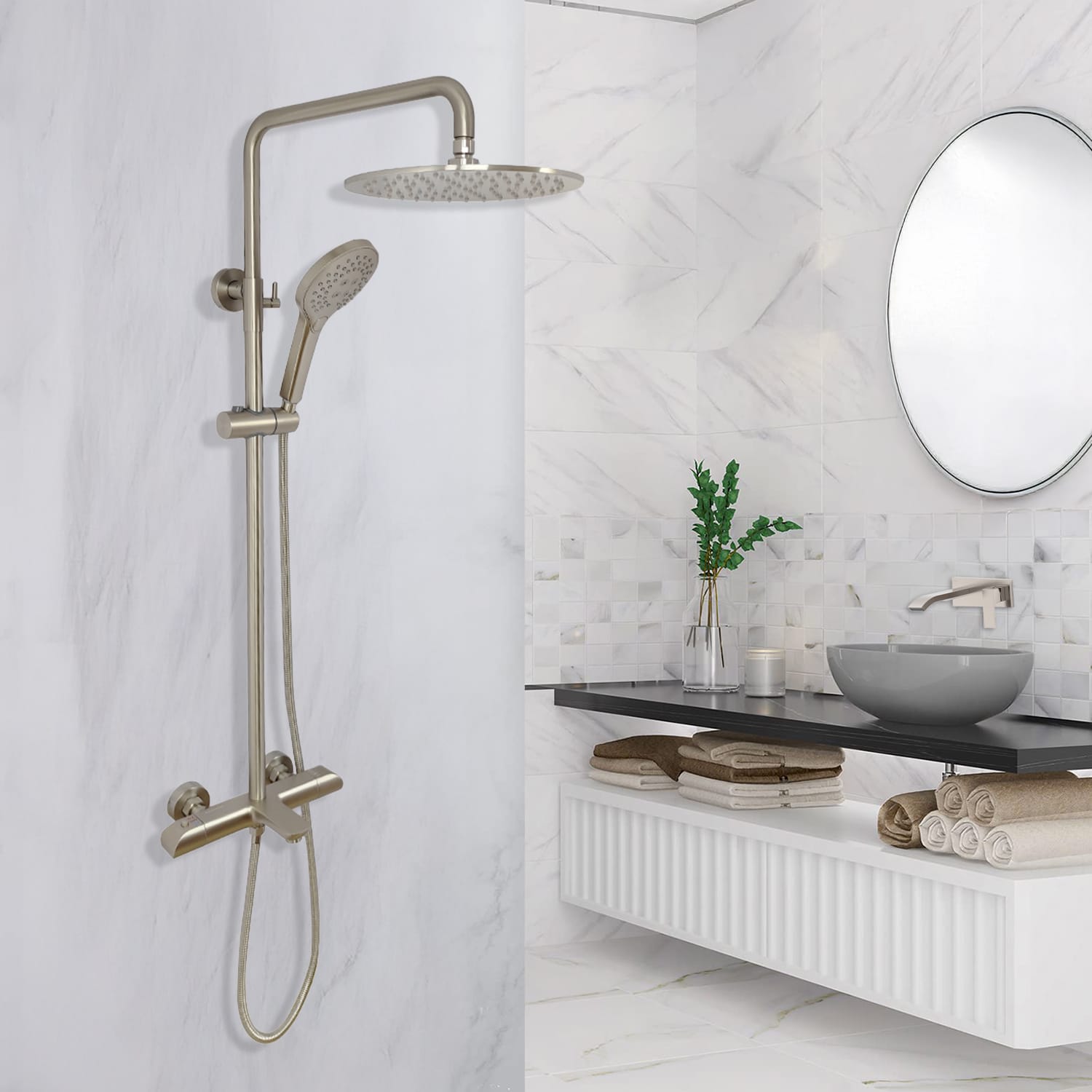 Zen Thermostatic Shower Pipe System - Anve Kitchen And Bath